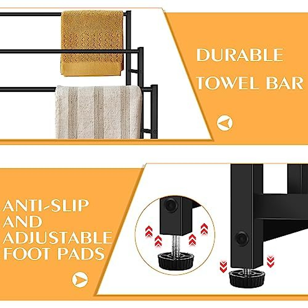 47.6 Inch Tall Free Standing Towel Racks 3 Tier Pool Towel Rack Outdoor Oversized Floor Bath Towel Drying Valet Holder Blanket Quilt Rack Stand for Bathroom Bedroom Beach Hot Tub Gym Pool Area Outside