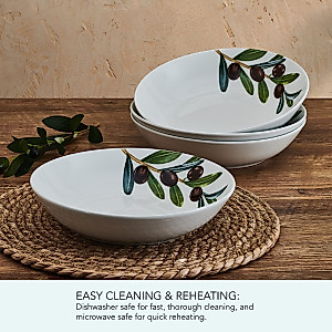 Studio Nova Olive Set of 4 Pasta Bowls, 8 Inch, 20 Ounce, White