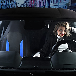 CAR PASS Bucket Car Seat Cover, Breathable 3D Air Mesh-100% Sporty Fabric Front Seats, Airbag Compatible, Universal Fit Auto SUV Truck Sedan Vans Women, High Back Two Front 2 Piece, Black Blue