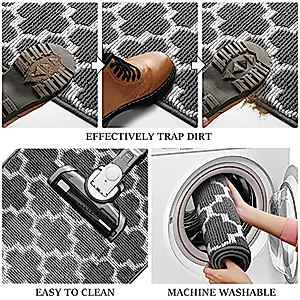 WISELIFE Door Mat Indoor Outdoor Floor Mat,24 inchx36 inch,Non-Slip Absorbent Front Back Doormat Entryway Rugs,Low Profile Resist Dirt Door Mats for Home,Entrance,Garage, (Black)