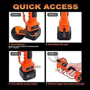 Kebtek Professional Pruning Shears Electric Pruner Branch Cutter, 25V Cordless Pruning Shears Heavy Duty with 2 Pack Brushless Motor Rechargeable -40mm [1.57 Inch] Cutting Diameter