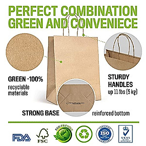 WDC Brown paper bags with handles bulk, 75 craft bags, 25 each (large, medium & small). Plain paper bags great for shopping, gift bag with assorted sizes