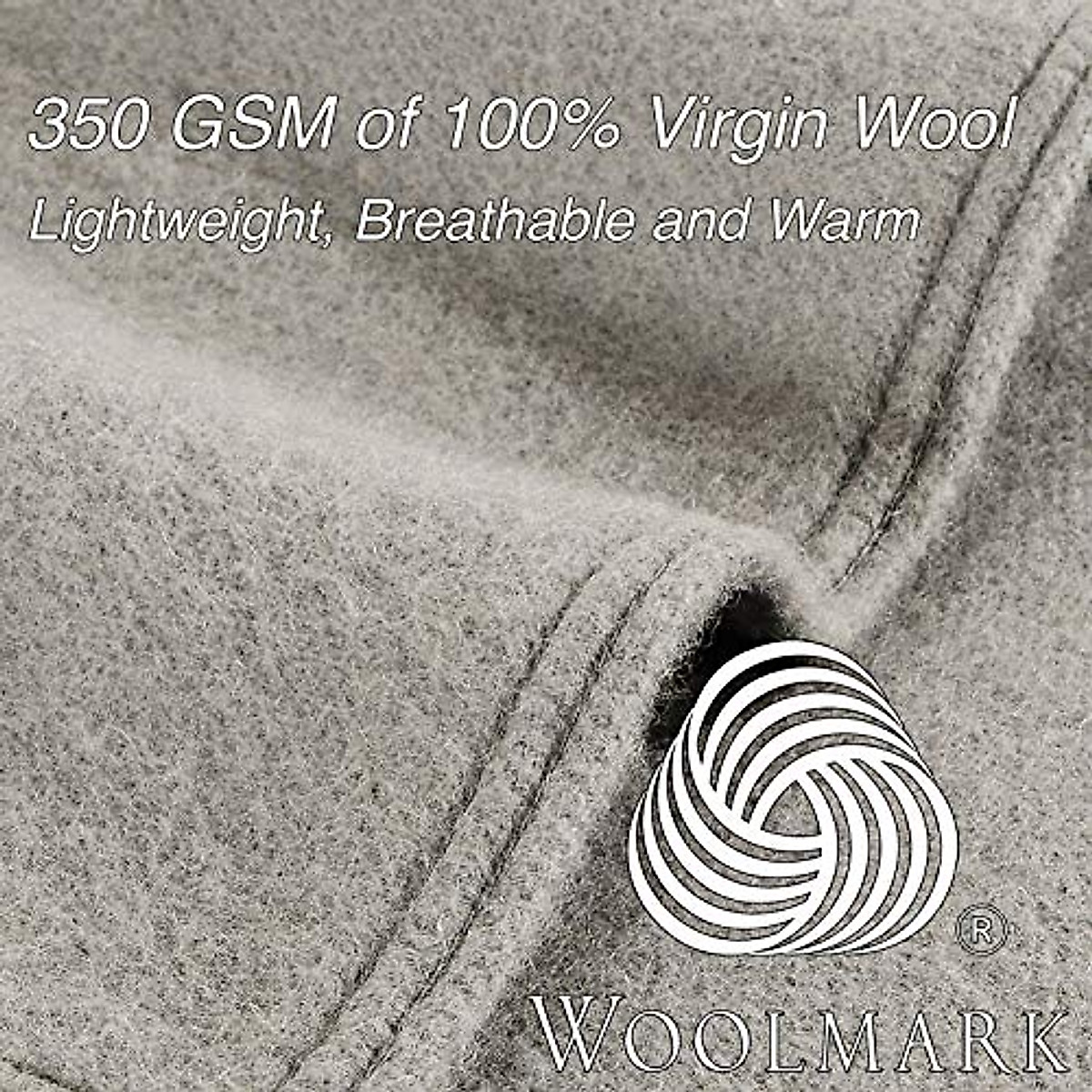 Poyet Motte Antibes 350GSM 100-Percent Wool Medium Weight Oversized Blanket, Machine Washable (Grey, King Size)