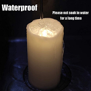 Wondise Waterproof Outdoor Flameless Pillar Candles with 6 Hour Timer,LED Flickering Battery Operated White Plastic AAA 2 Pack Indoor Candles Home Garden Patio Party Lantern Decor(D 3" x H 6")