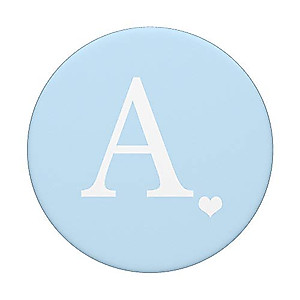 White Initial Letter A Heart Monogram On Pastel Light Blue PopSockets PopGrip: Swappable Grip for Phones & Tablets