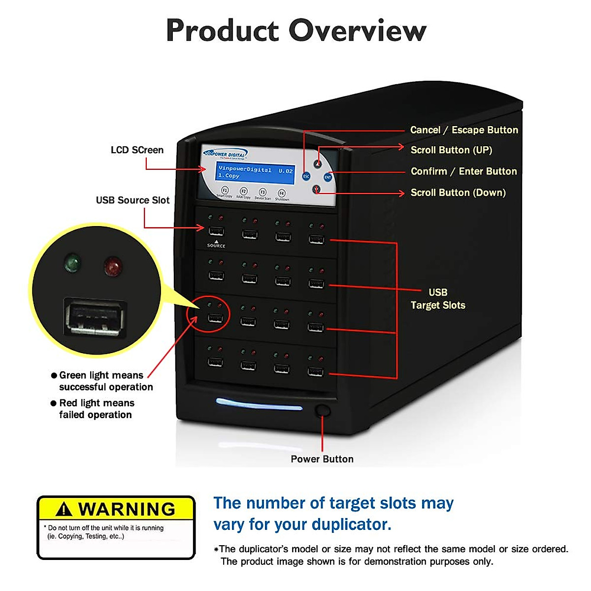 Vinpower Digital USBShark Standalone USB Flash Drive Duplicator - 7 Targets (High Speed)