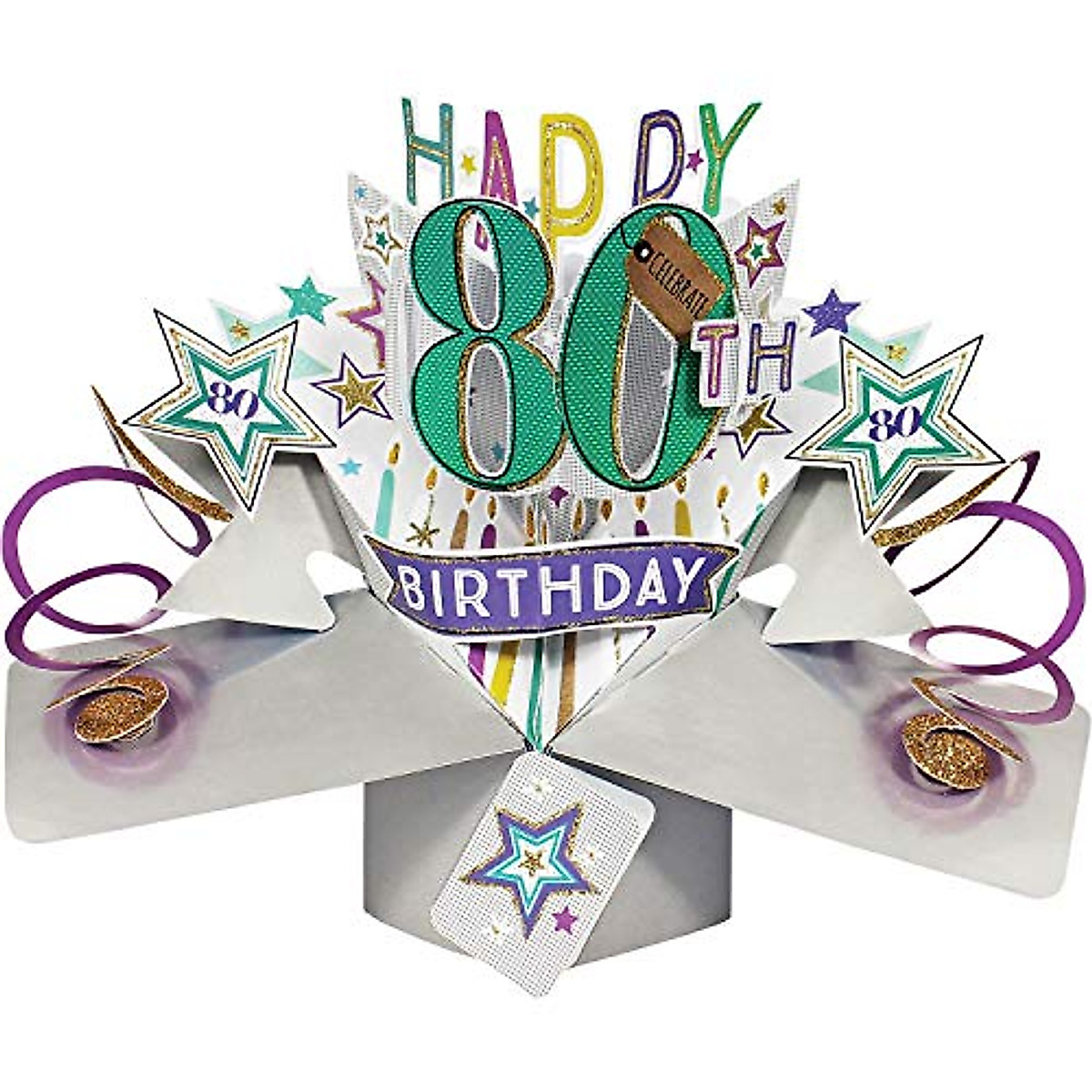 Happy 80th Birthday Pop-Up Greeting Card Original Second Nature 3D Pop Up Cards