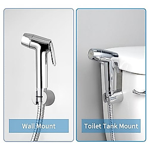 Sink Faucet Hose Sprayer Attachment, Handheld Bidet Toilet Sprayer, 8 Adapters, Dual Function Faucet Sprayer Rinser, Bathroom Shower Head, Baby Cloth Diaper for Feminine Hygiene, Bathing Pets, Chrome