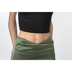 Lavari Jewelers 16 Gauge Heart Belly Ring for Women in 10k Yellow Gold with Solid Design 12 mm Post Length 16G