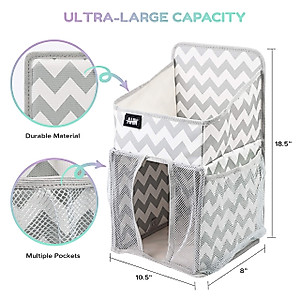 Hanging Diaper Caddy Organizer, Playard Nursery Organizer, Nursery Organizer Baby Diaper Caddy, Diaper Stacker for Changing Table, Crib, Baby Shower Gifts for Newborn, Chevron (Large, Chevron)