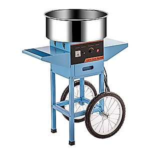 Commercial Cotton Candy Machine w/Cart Electric Cotton Candy Floss Maker - 110V for the Perfect Party Favor for Birthdays, School function, or Social Events.（Blue） (With wheels, BLUE)