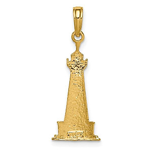 IceCarats 14K Yellow Gold Cape Hatteras Lighthouse Necklace Charm Pendant 29mm x 10mm Only