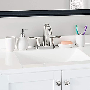 4 Piece Ceramic Bathroom Accessory Set with Soap Pump, Soap Dish, Toothbrush Holder & Tumbler, White