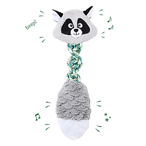 Petinstinct Large Squeaky Dog Toys for Aggressive Chewers, Indestructible Rope Plush Dog Chew Toys for Small Medium Large Dogs, Tough Tug of War Dog Toys to Keep Them Busy, 18 Inch, Raccoon