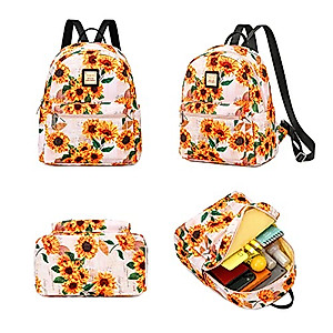 Women Mini Sunflower Backpack Cute Small Travel Backpack Purse Nylon Waterproof Casual Daypack Shoulder Backpack for Adult Girls Kids