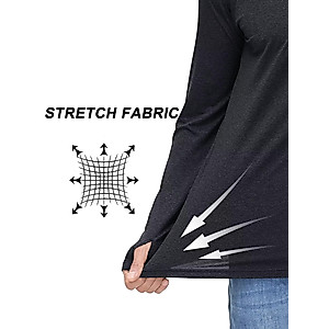 MAGCOMSEN Mens Uv Protection Shirts Long Sleeve with Hood Athletic Running Shirts Workout Sun UPF 50+ Fishing Shirts Quick Dry Hiking Shirts Black M