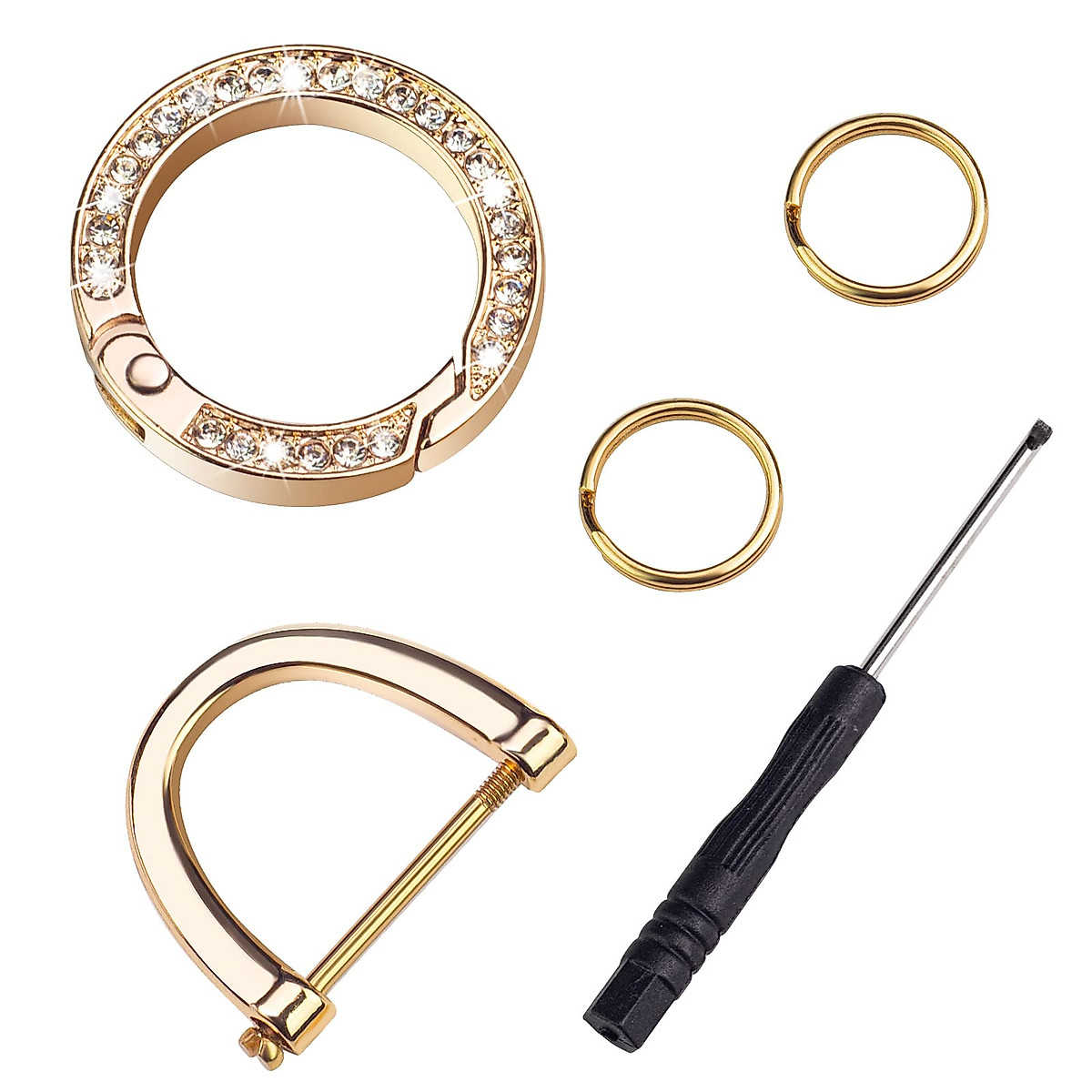 SK CUSTOM Gold Bling Rhinestones keychain Fingerprint Resistant Plating Metal Key Chain Ring