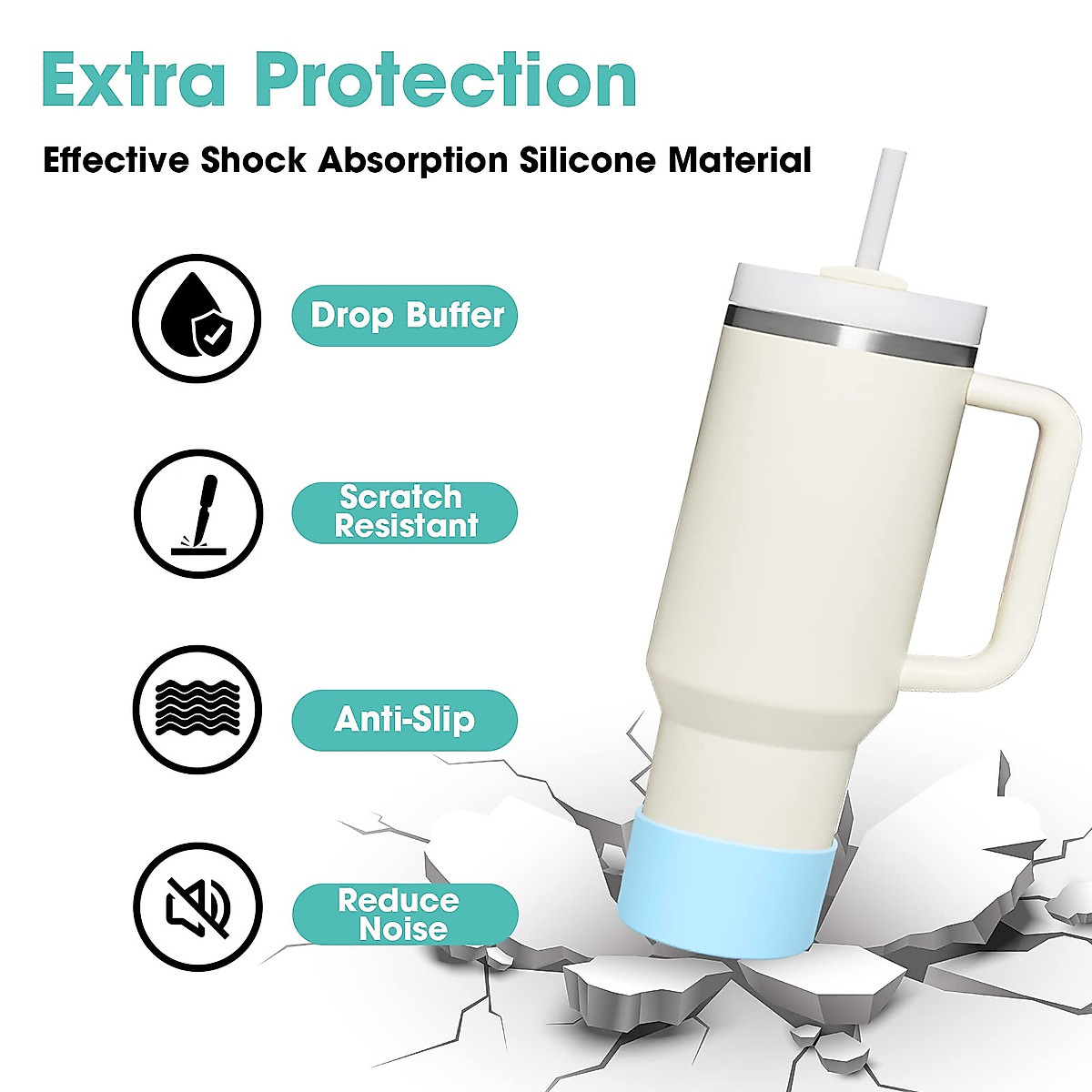 Airboat Upgrade 2PCS Protective Silicone Boot Bumper for Stanley Quencher Adventure 40oz 30oz IceFlow 20oz 30oz Tumbler, Water Bottle Bottom Sleeve Cover Accessories for Stanley Mug Cup(Light Grey)