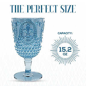 elle decor Acrylic Wine Goblets | Set of 4, 15-Ounce | Unbreakable Acrylic Wine Glasses | Reusable Plastic, Shatterproof Long Stemmed Water Glasses | Bar Drinking Cups (Blue)