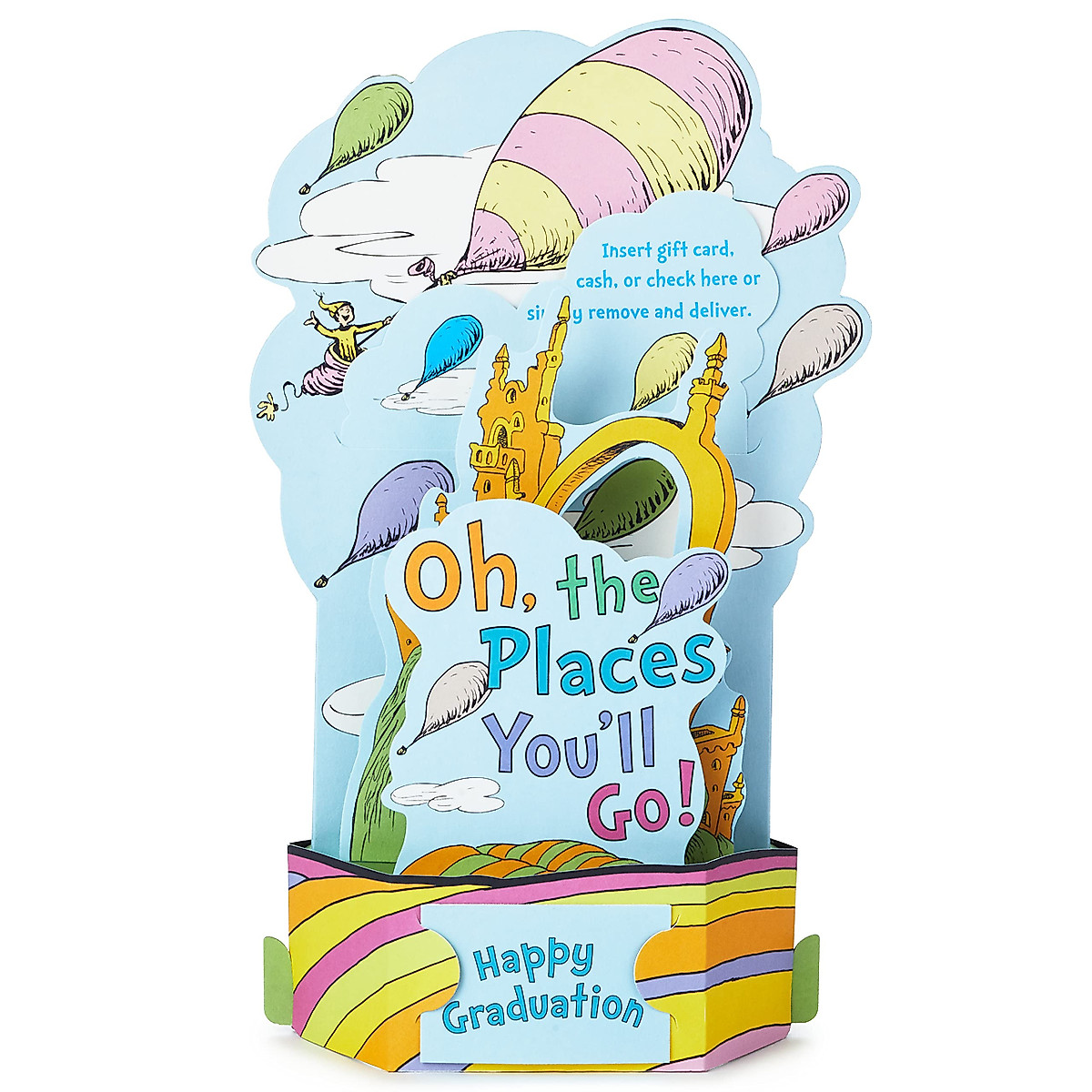 Hallmark Dr. Seuss Pop Up Graduation Card Money or Gift Card Holder (Oh, the Places You'll Go!) for High School, Kindergarten, Middle School, College and College Graduates - 3D Paper Wonder Card