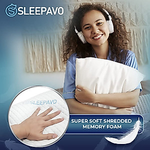 Shredded Memory Foam Pillows - Gel Pillow Queen Size Set of 2 - Gel Cooling Memory Foam Pillows for Bed - Bed Pillows for Sleeping 2 Pack - Adjustable Queen Pillows 2 Pack - Extra Firm