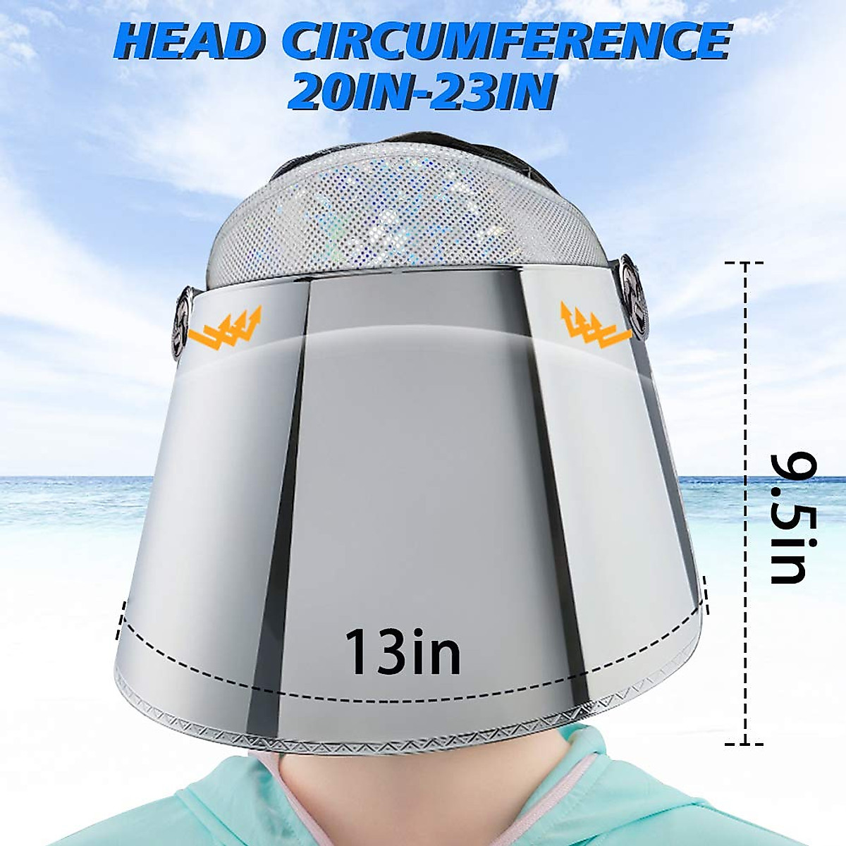 WAYCOM Sun Cap, Sun Visor Hat Silver&White - UV Protection Hat -Premium UPF 50+ Hat for Hiking, Golf, Tennis, Outdoors (White & Silver)