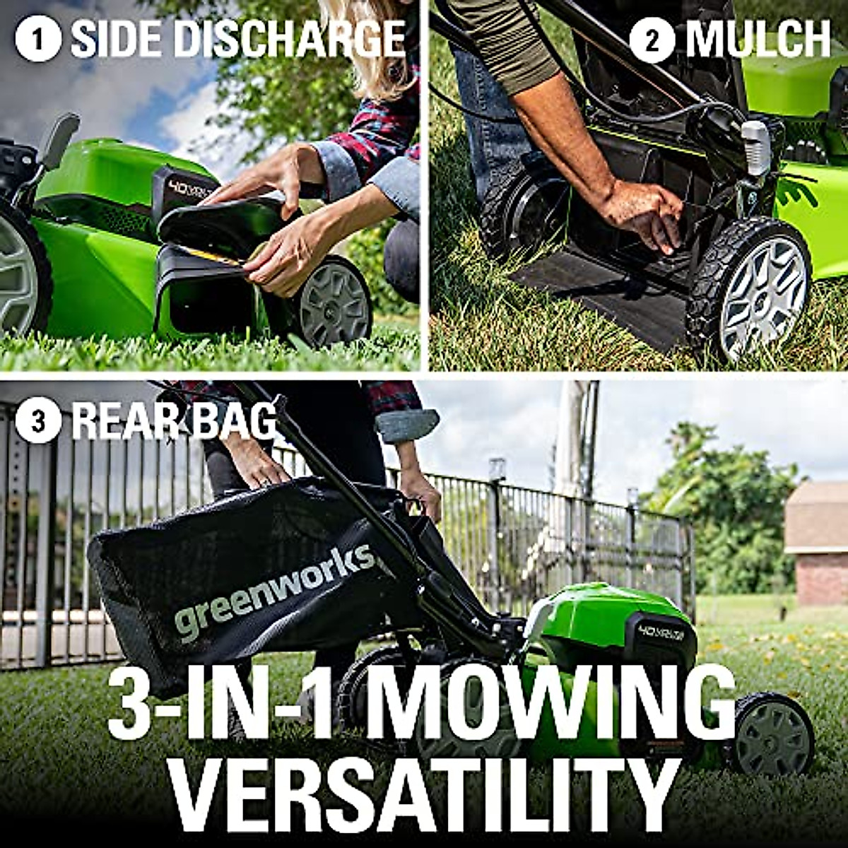 Greenworks 40V 21" Brushless (Smart Pace) Self-Propelled Lawn Mower, 2 x 4Ah USB (Power Bank) Batteries and Charger Included MO40L4413