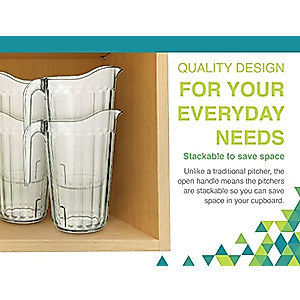 Arrow Home Products Clear Plastic Pitcher, 60 Ounce - 6 Pack Bulk Set for Bars and Restaurants - Space-Saving Stackable Design - Fill with Ice Water, Beer - Made in the USA, BPA Free, Dishwasher Safe