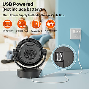 HandFan 9-Inch Air Circulator Fan with 110-Degree Tilt Head and 5 Speed Settings, Fans for Home Bedroom, 70ft Strong Airflow, Aroma Function, 5 Timer Settings Ultra Quiet (30 dB), Black(AC Power)