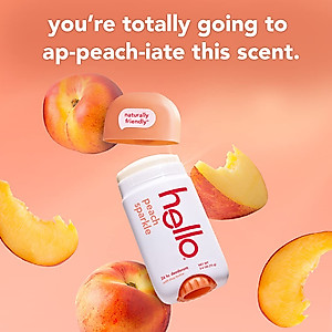 Hello Peach Aluminum Free Deodorant for Women + Men, Natural Fragrance, Dermatologically tested, Baking Soda Free, Parabens Free, Dye Free, 24 Hour Odor Protection, (Pack of 2)
