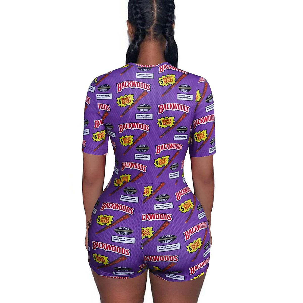 MissShorthair Short Sleeve Onesies for Women, Onesie Pajamas for Women Shorts (Backwoods Purple, XL)…