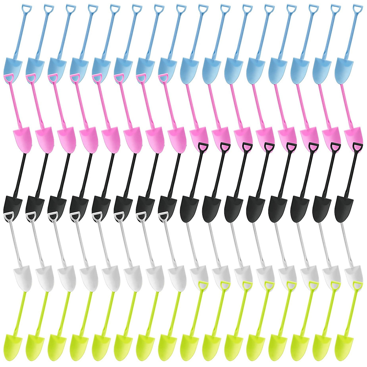 Framendino, 120 Pack Colorful Mini Shovel Spoons, Disposable Shovel Shaped Ice Cream Spoons Novelty Mini Plastic Dessert Spoon for Pudding Yogurt Cake Sugar