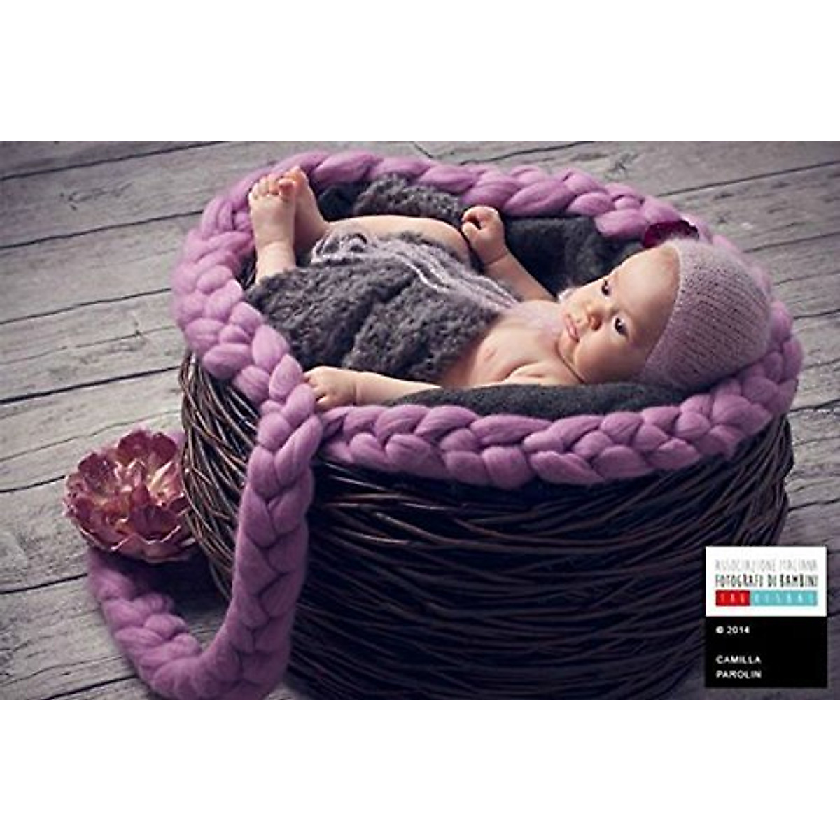 Eight-foot (2.4 meter) Long Merino Wool Braids for Newborn Photography