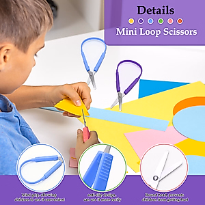 6Pcs Loop Scissors For Kids, Windspeed Spring Scissors Mini Training Loop Scissors Loop Scissors Colorful Grip Scissors Loop Handle with Easy-Open Squeeze Handles for Special Needs and Elderly