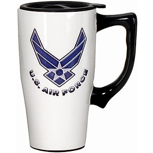 Spoontiques - Ceramic Travel Mugs - Air Force Cup - Hot or Cold Beverages - Gift for Coffee Lovers