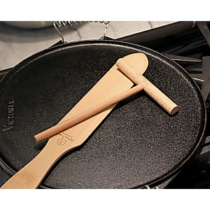 The ORIGINAL Crepe Spreader and Spatula Kit - 2 Piece Set (5” Spreader and 14” Spatula) Convenient Size to Fit Medium Crepe Pan Maker | All Natural Beechwood Construction only From Indigo True Company