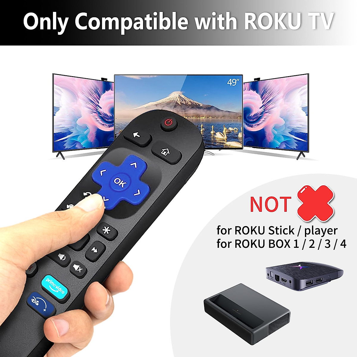 EFGWXYZ (Pack of 2) Replaced TV Remote Only for Rku- TV, Compatible with TCL Rku-/Hisense Rku-/Onn Rku-/Insignia Rku- Series Smart TVs.【Not for Rku- Stick and Box】 R-heng-02