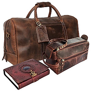 RUSTIC TOWN Leather Bound Journal for Men Women with Semi-Precious Stone & Buckle Closure - Book of Shadow Handmade Leather Travel Writing Notebook Diary Gift for Him Her