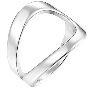 Jude Jewelers Stainless Steel Open Karma Statement Promise Ring (Silver, 7)