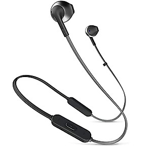 JBL T205BT Wireless in-Ear Headphones with Three-Button Remote and Microphone (Silver)
