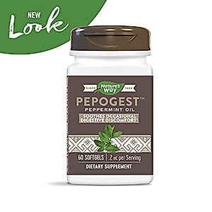 Nature's Way Pepogest Enteric-Coated Peppermint Oil, Gastrointestinal Comfort, 60 Count (Pack of 2)