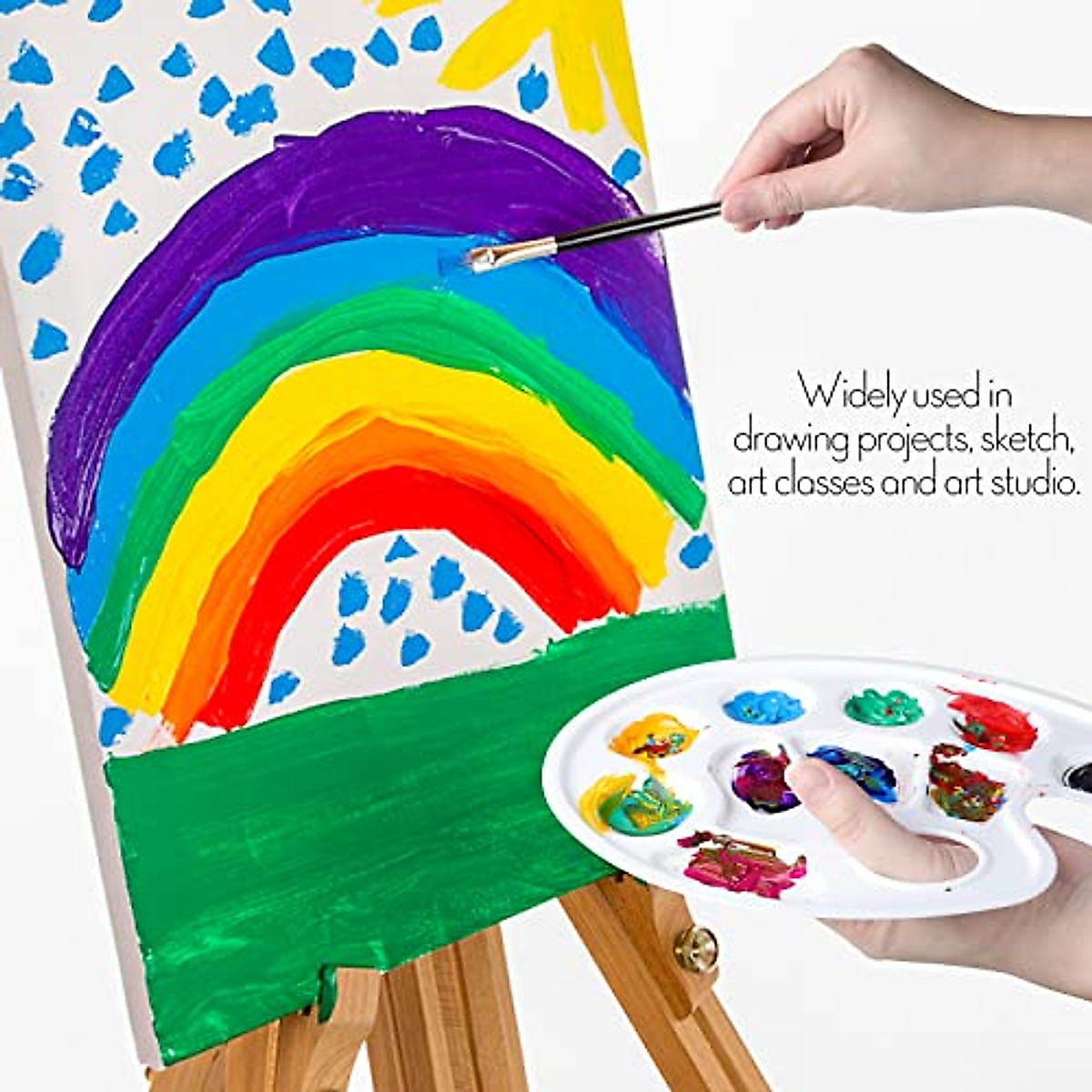 Oval Paint Tray Palettes, FANDAMEI Plastic Paint Tray Palette, Paint Palettes Paint Pallets with Thumb Hole for Adults & Kids, for Painting or DIY Craft Class, White, 2 PCS