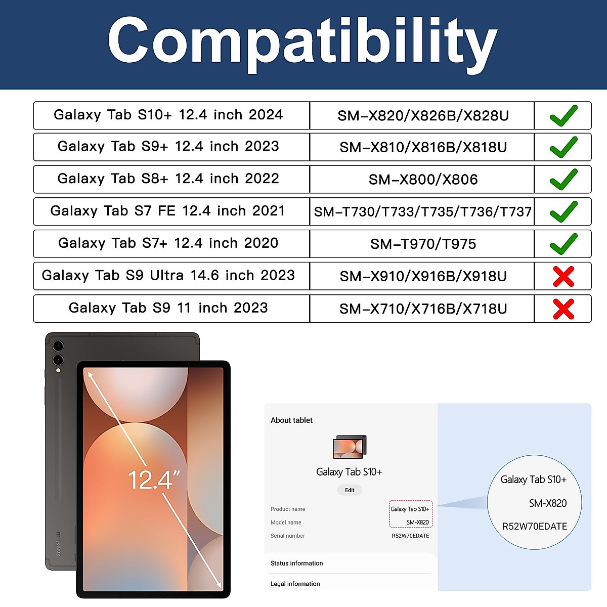 BRAECN for Galaxy Tab S10+/ S9+/S9 FE+/S8+/S7+/S7 FE12.4 Inch Case,Heavy Duty Tablet Case with Adjustable Hand Strap, Built-in S Pen Holder, Shoulder Strap, Stand for Samsung Galaxy Tab S9 Plus -Blue