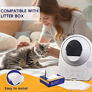 HEIDBER Drawstring Litter Liner Bags 80 Pack-Cat Litter Box Liner Bags for Litter Box Robot 3 and 4 Thick Waste Bags for Self-cleaning Cat Litter Box Liner Trash Bags for Home/Kitchen Trash Cans