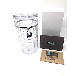 Crystal Cut Acrylic Cigar Humidor Jar with Boveda 69% 2-Way Humidity System, 25 Cigar Capacity
