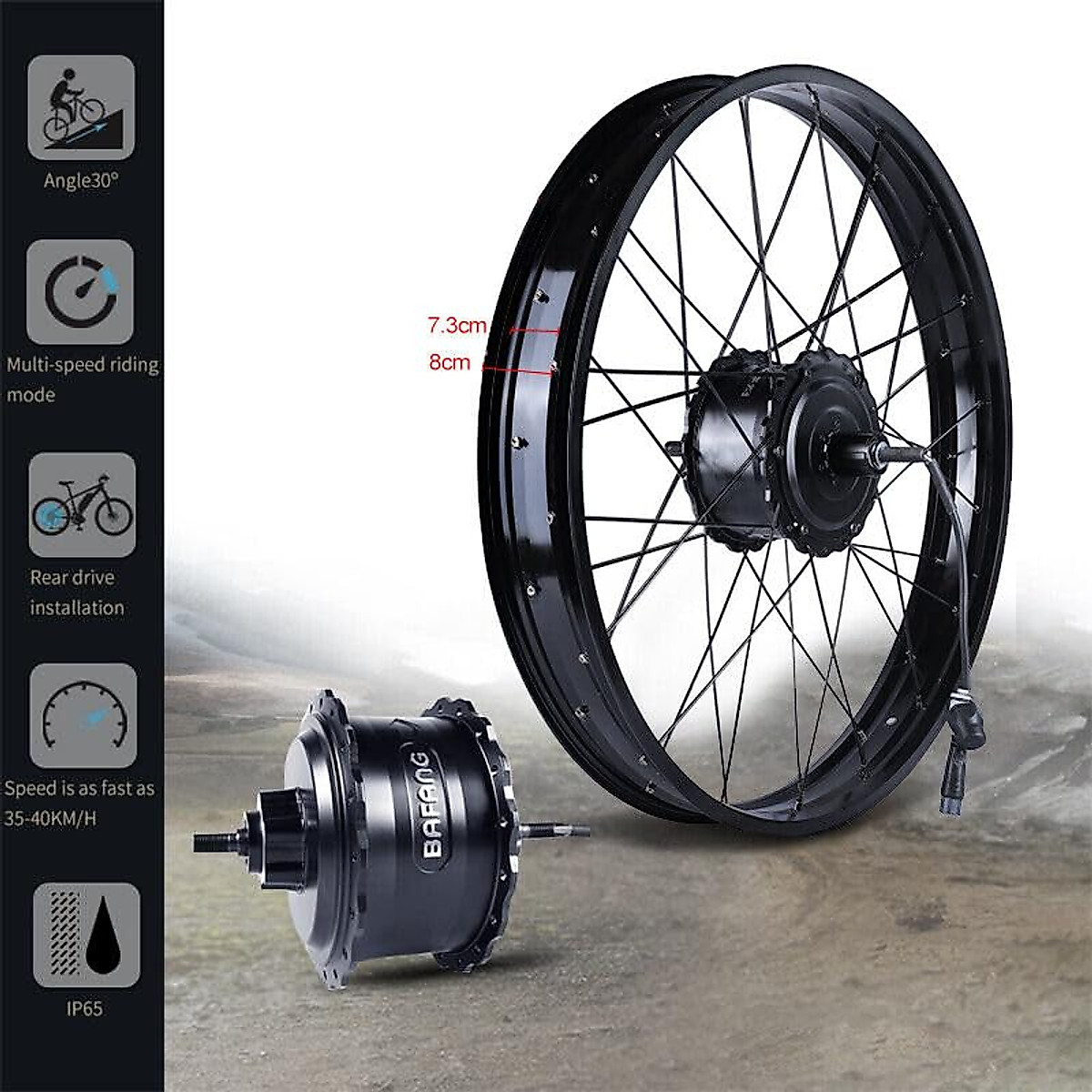 BAFAGN 48V 750W Ebike Conversion Kit for 26"Snow Fat-Tire Bike,Rear Wheel Brushless Hub Motor Fat Tire Electric Bicycle Conversion Kit with LCD Display(No Battery)