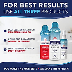 TropiClean Oxymed Medicated Cat & Dog Shampoo For Itchy Skin, Skin Soothing Oatmeal Shampoo For Dogs & Cats 20 Ounce