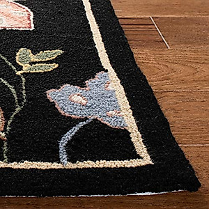 SAFAVIEH Chelsea Collection 2'6" x 6' Black HK306B Hand-Hooked French Country Wool Runner Rug