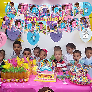 Doc McStuffins Party Decorations,Birthday Party Supplies For Doc McStuffins Party Supplies Includes Banner - Cake Topper - 12 Cupcake Toppers - 20 Balloons - 3 Doc Girl Honeycomb Centerpieces