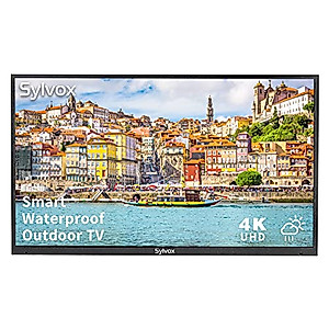 SYLVOX 55 inch Outdoor TV, 4K UHD Waterproof Outdoor Smart Television, Built-in Dual Speakers Support Bluetooth & 2.4G WiFi, Integrated ATSC & NTSC Tuner, 1000nits Suitable for Partial Sun Areas